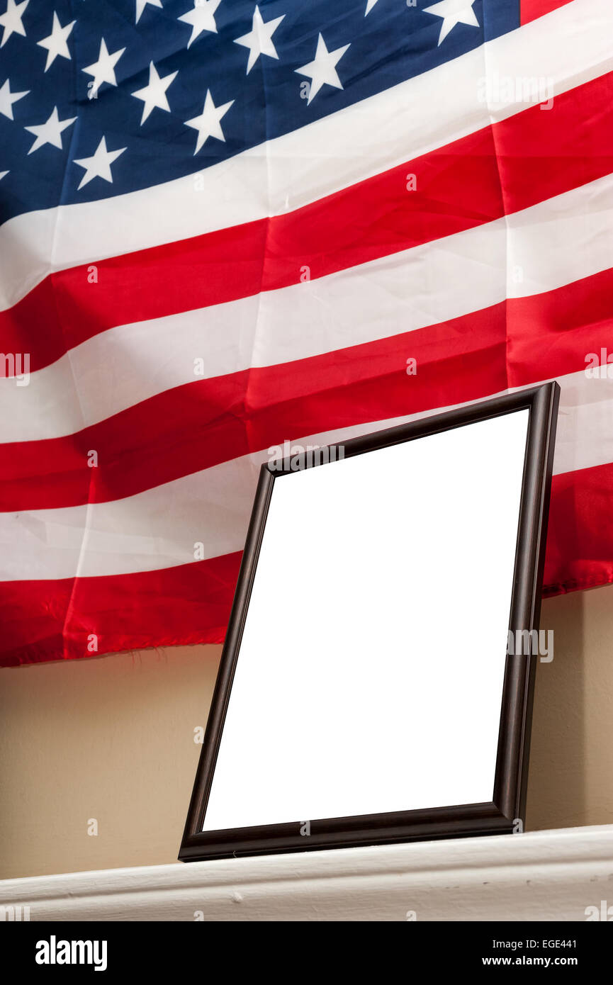 Empty picture frames on an American flag background Stock Photo - Alamy