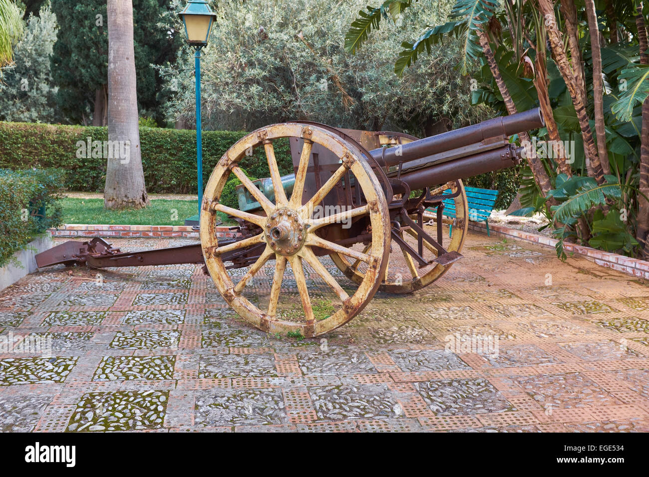 Artillery monument at the Trevelyan Gardens in Taormina, Sicily, Italy ...