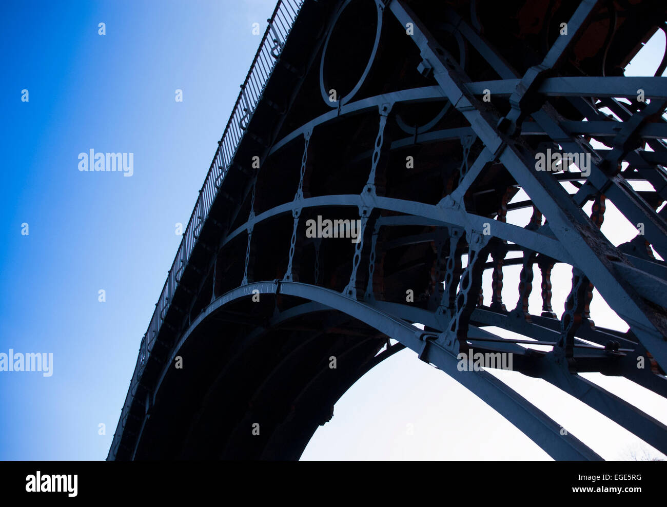 Shropshires Historic Iron Bridge at Sunset shot from underneath ...