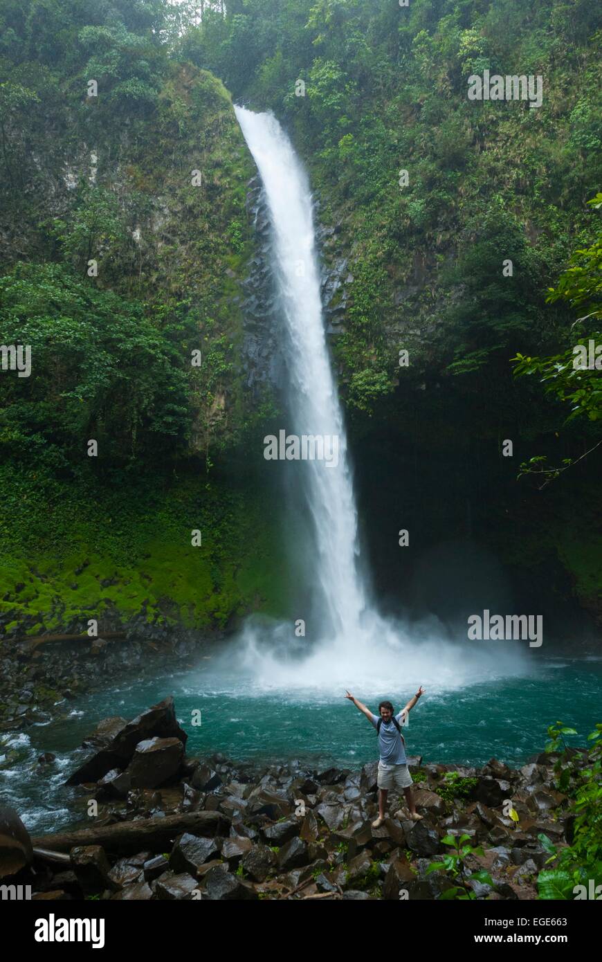 Costa Rica. La Fortuna, National park Volcan Arenal, waterfall Catarata ...