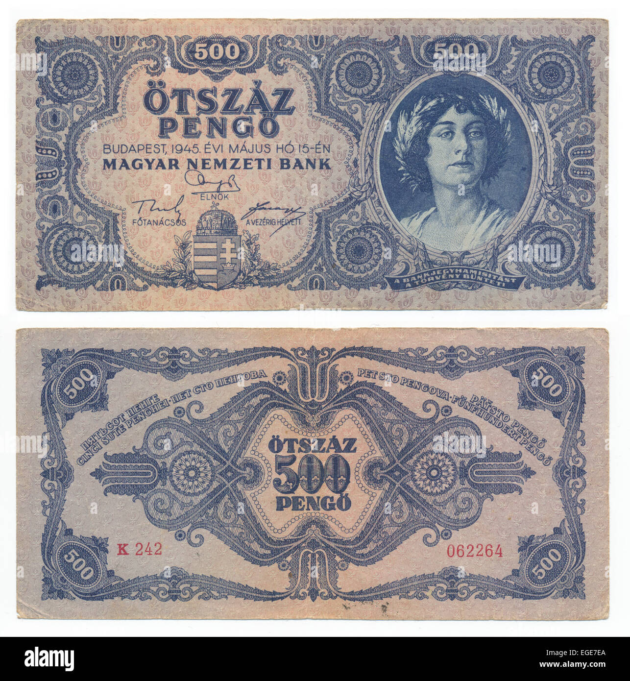 high resolution vintage hungarian banknote from 1945 Stock Photo - Alamy
