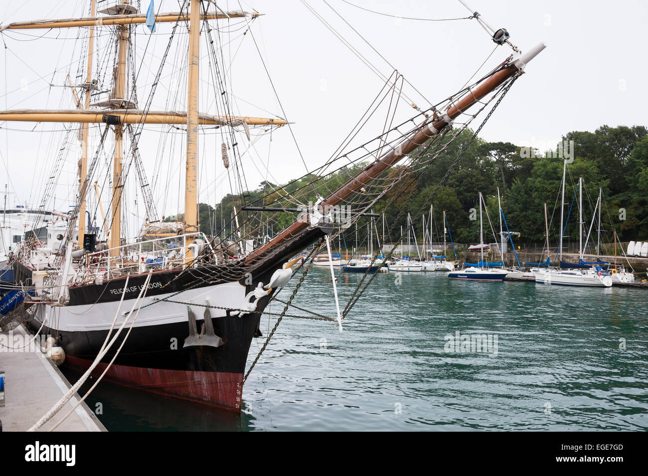 Pelican of London tall ship at Weighmouth harbour Stock Photo - Alamy