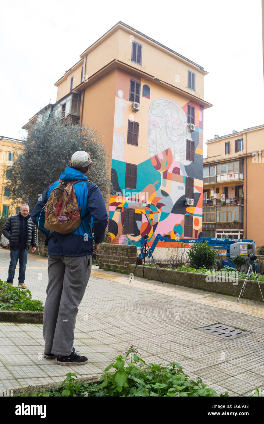 Worldwide famous urban artist Reka (Australia, 36) painting a wall in ...