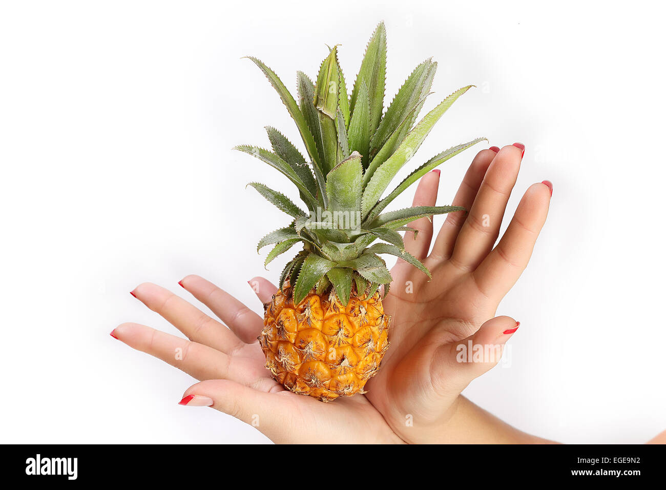 pineapple in hands Stock Photo - Alamy