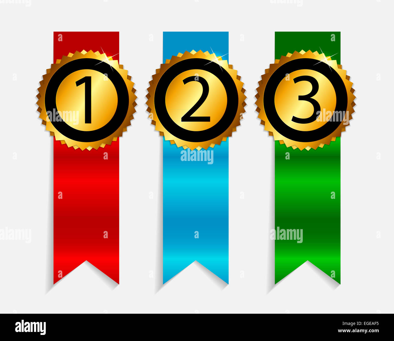 Gold Label 1, 2, 3 Vector Illustration Stock Photo - Alamy