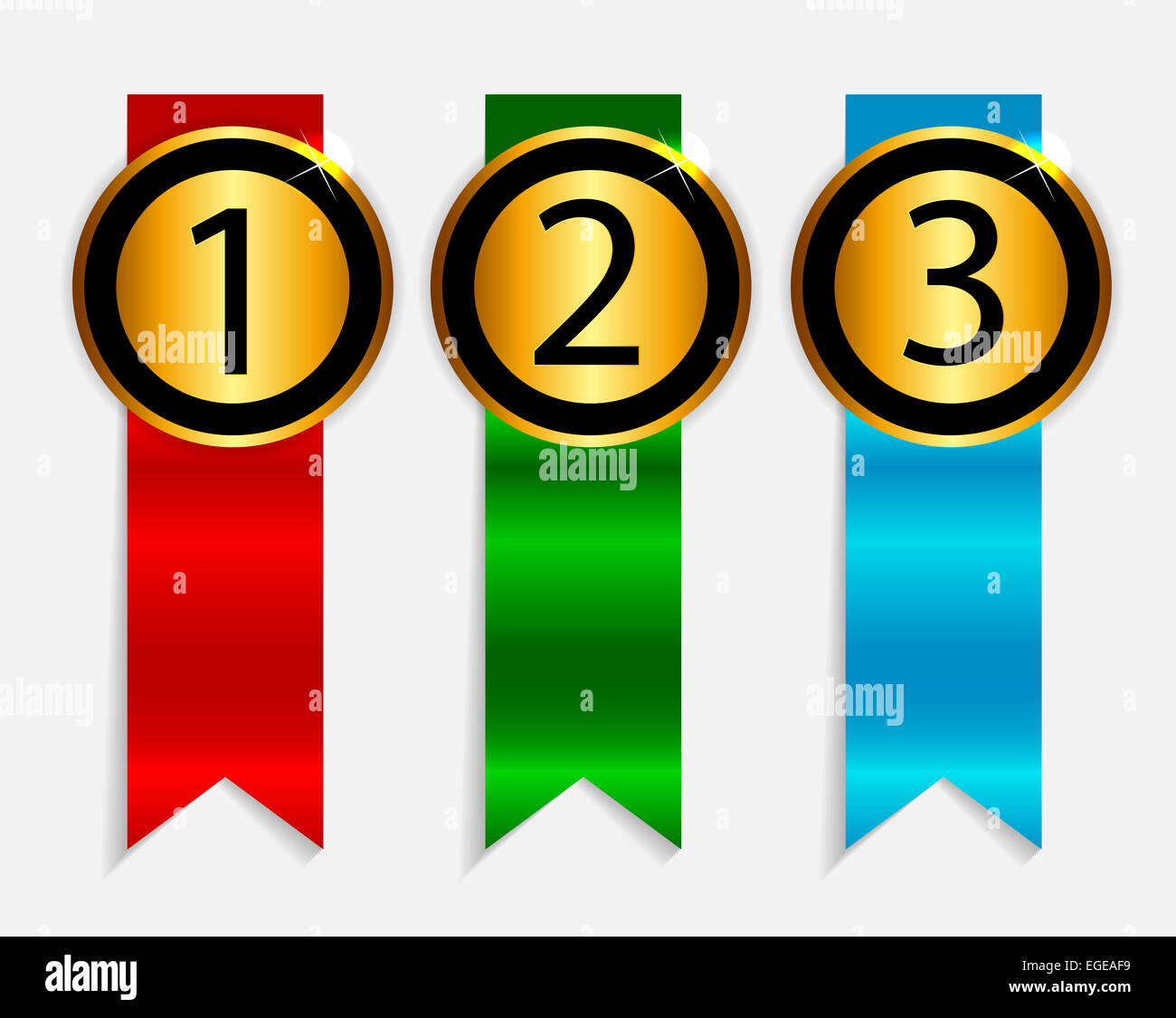 Gold Label 1, 2, 3 Vector Illustration Stock Photo - Alamy