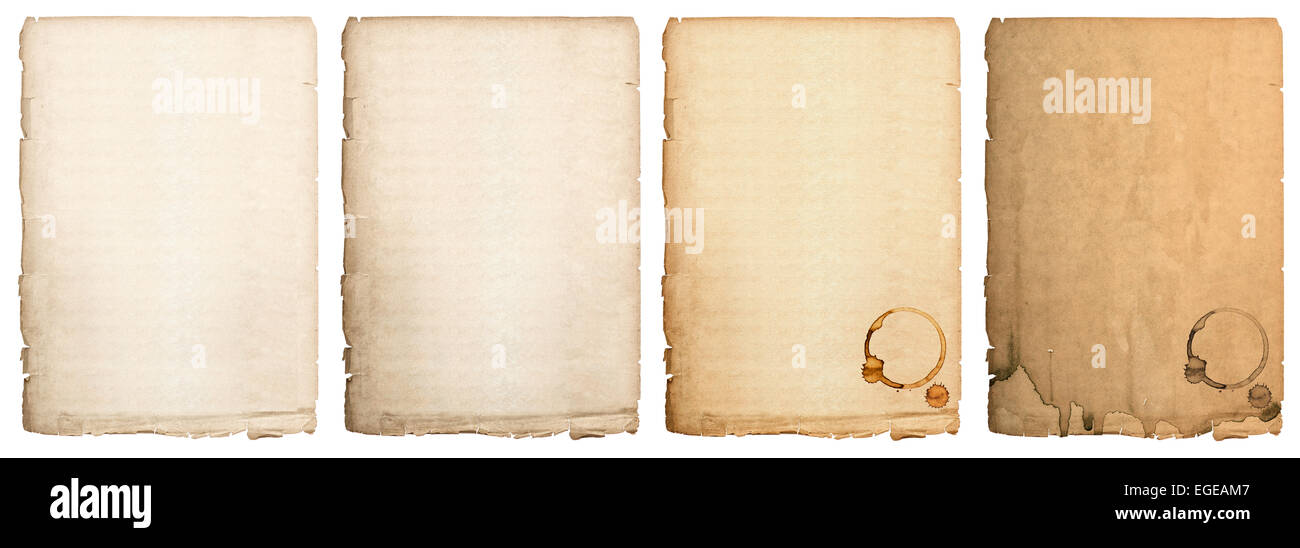 aged paper sheet isolated on white background. used book page with ...