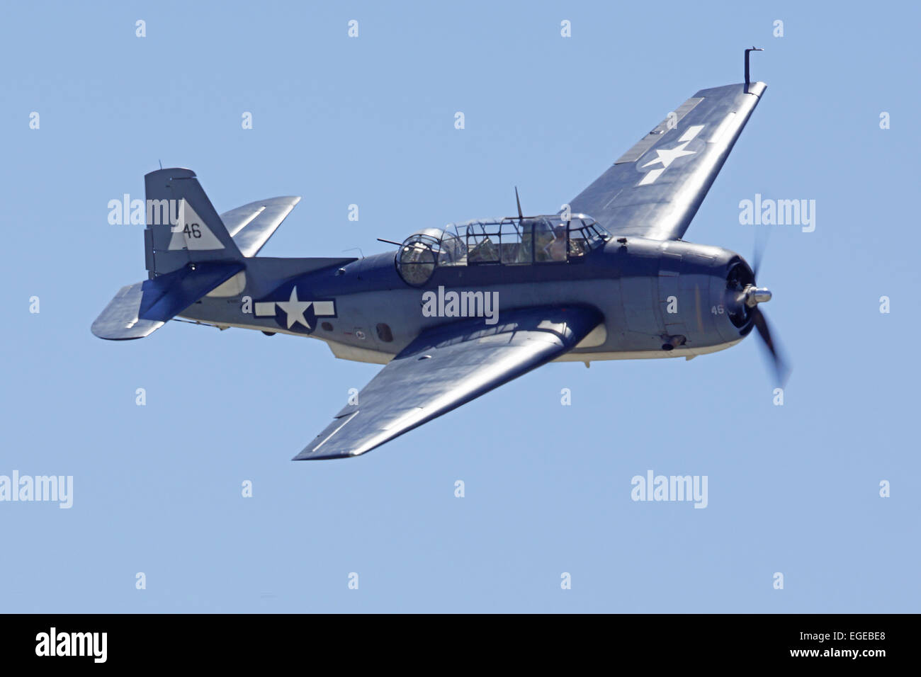 WWII Douglas SBD Dauntless Dive Bomber Airplane flying at 2014 Chino ...
