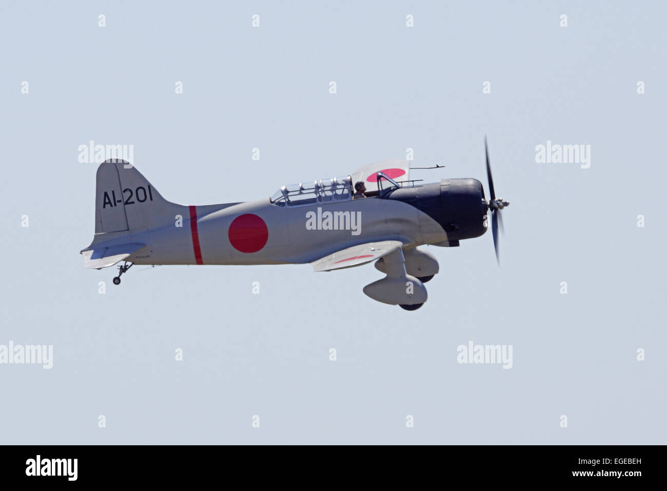 WWII Japan Airplane, used in several WWII movies, flying at 2014 Chino ...
