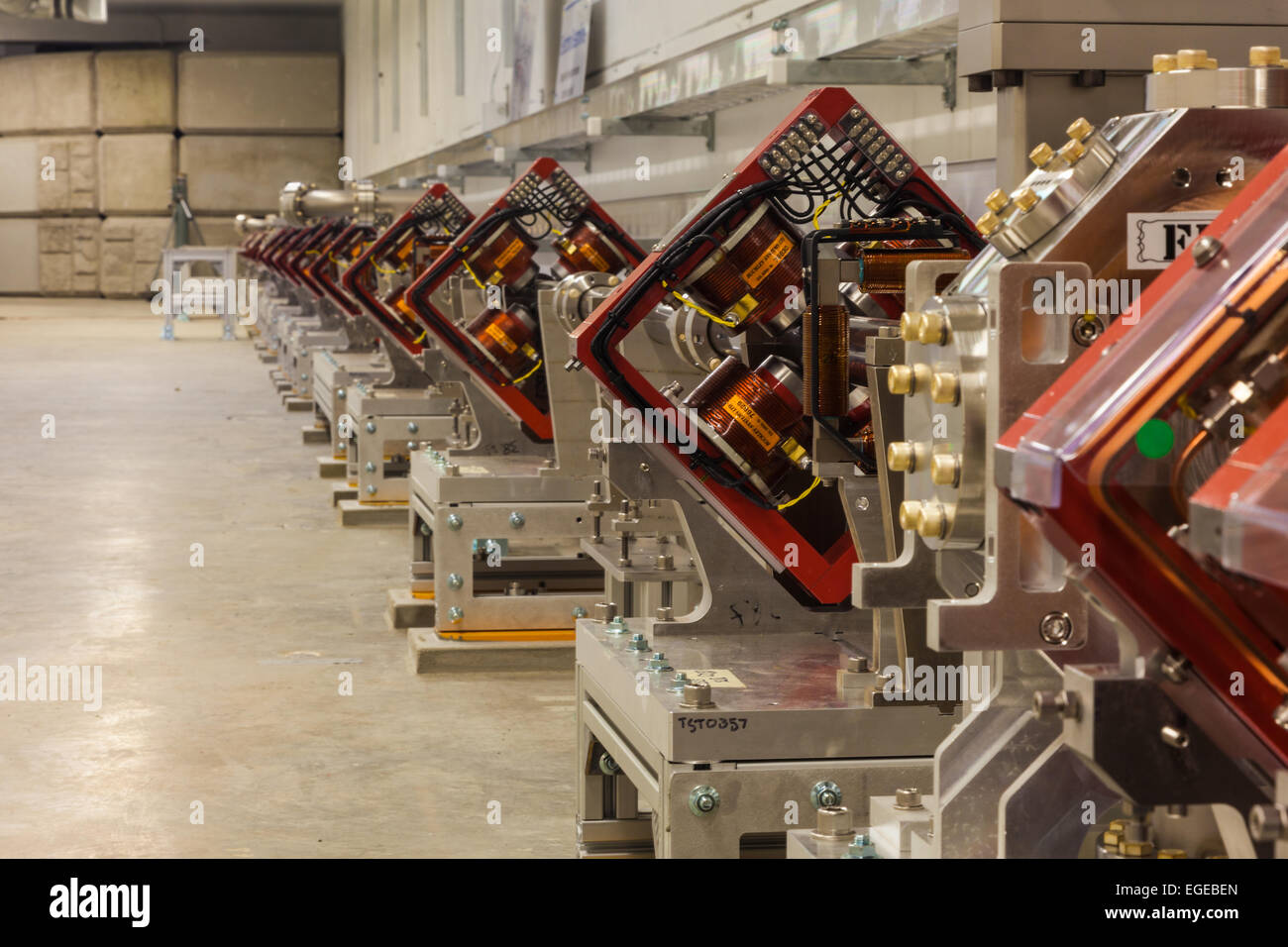 Partially installed beam line for an electron linear accelerator Stock ...