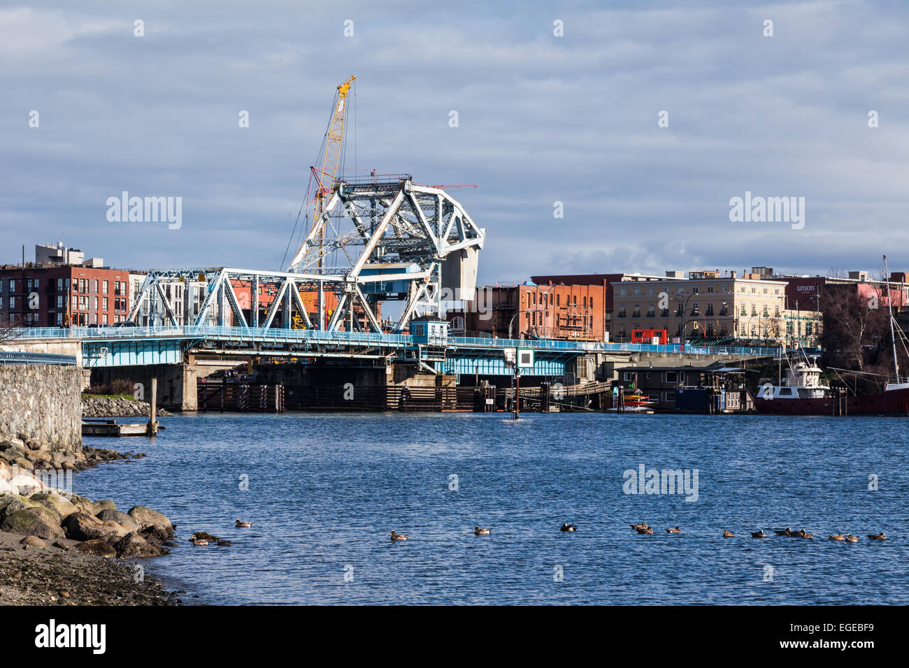 Johnson street bridge, soon to be demolished, Victoria, Canada Stock ...