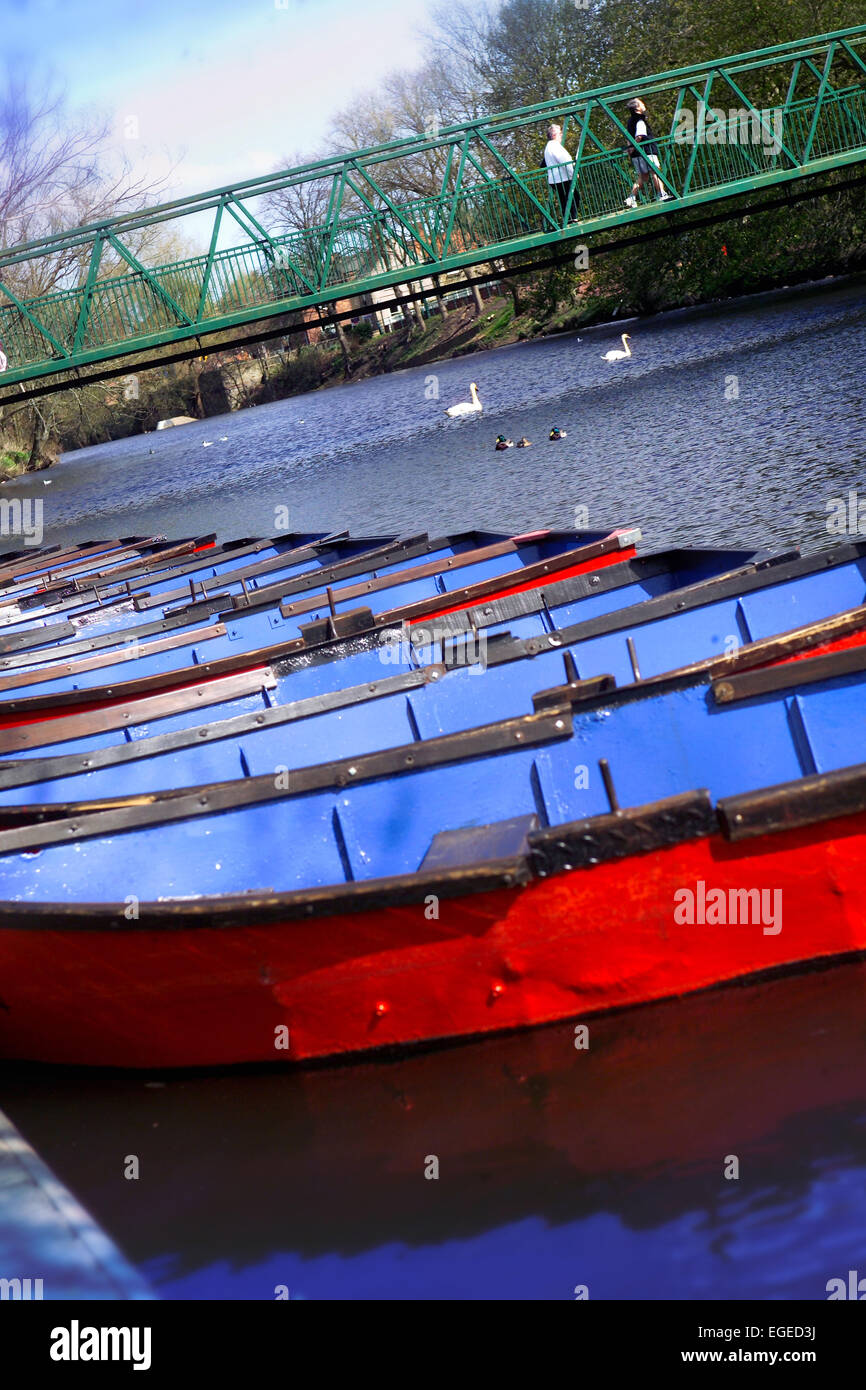 Rowing boats on the River Wansbeck Morpeth Northumberland Stock Photo ...