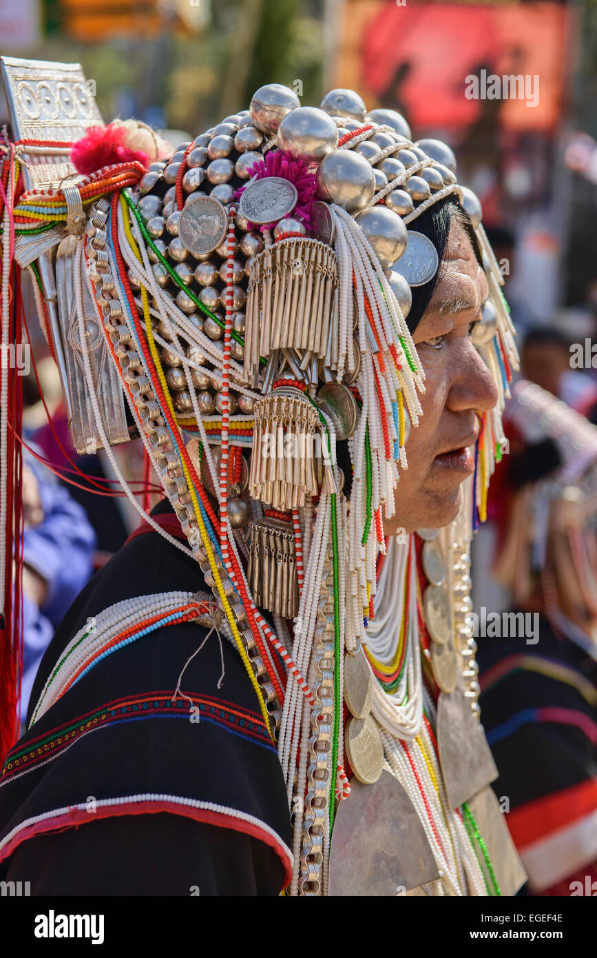 Portrait of an Akha woman in Mae Salong, Chiang Rai Province, Thailand ...