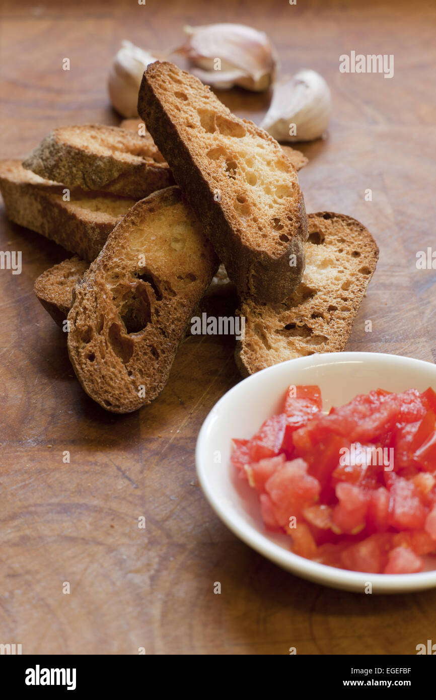 Bruschetti with chopped tomatoes Stock Photo - Alamy