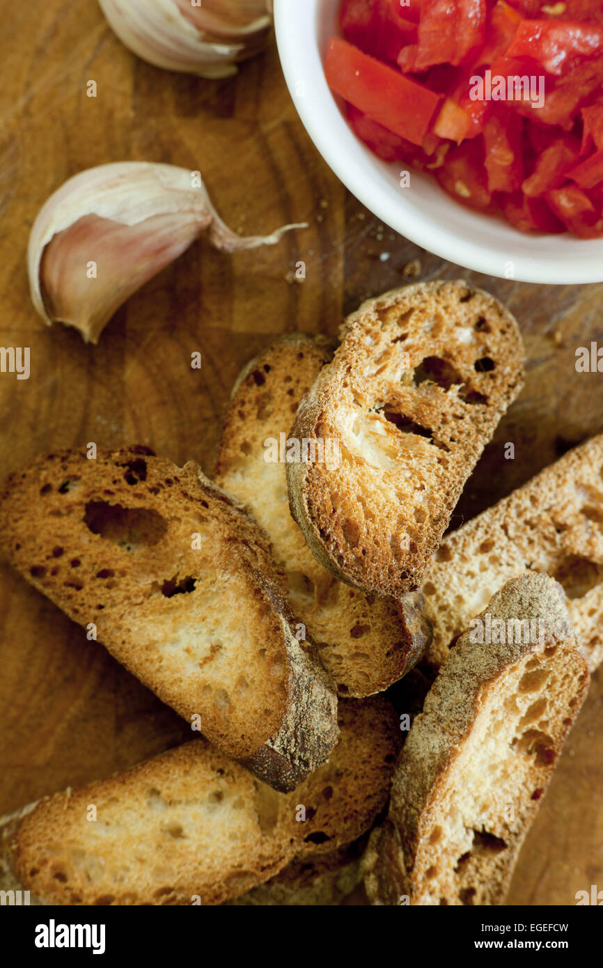 Bruschetti with chopped tomatoes Stock Photo - Alamy