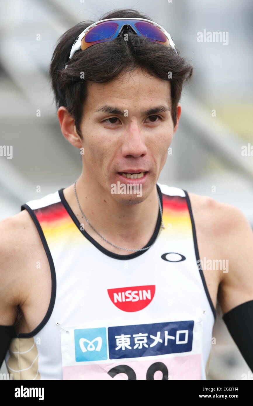 Tokyo, Japan. 22nd Feb, 2015. Yuki Sato Marathon : Yuki Sato of crosses ...