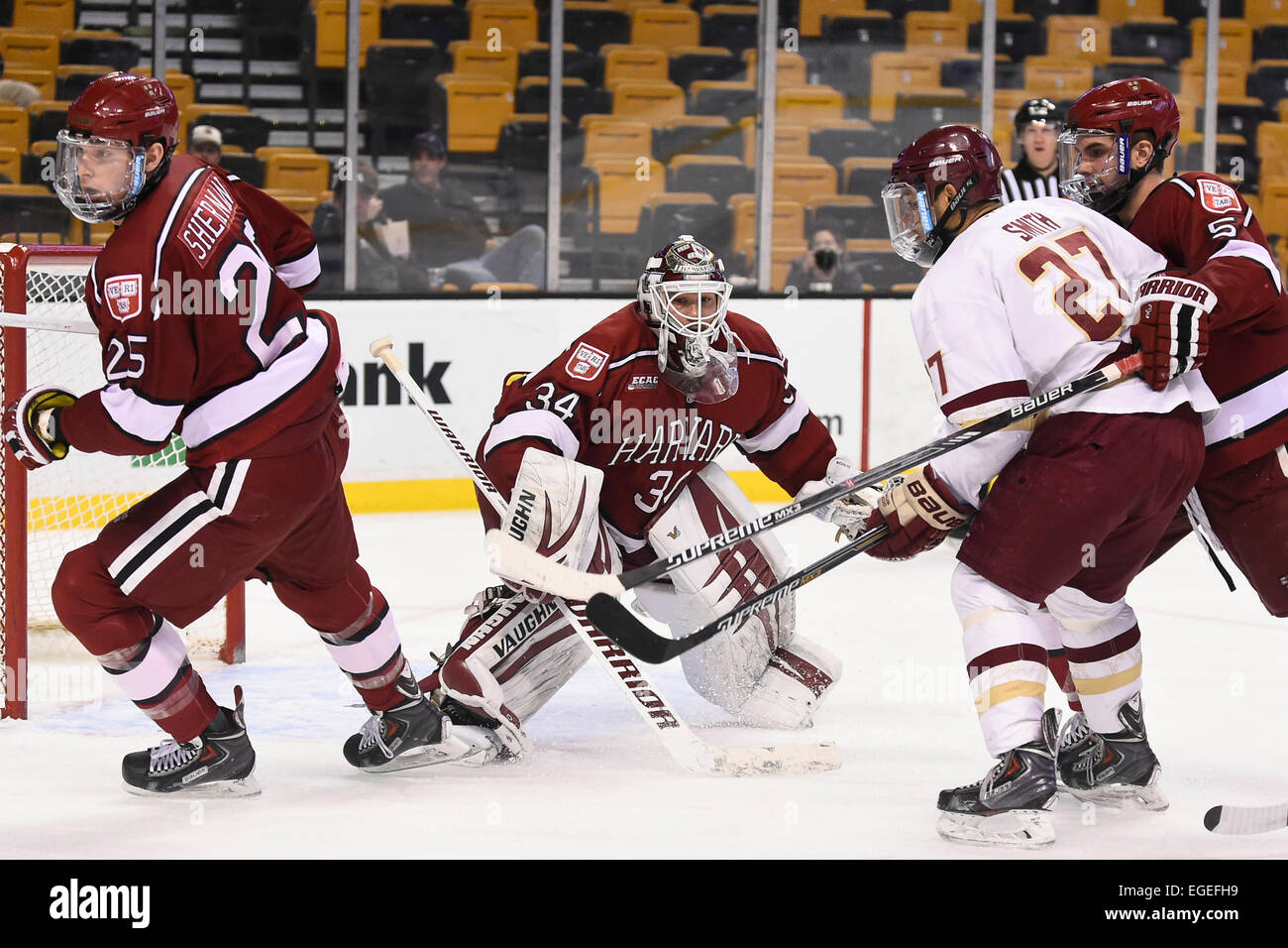 Boston, Massachusetts, USA. 23rd Feb, 2015. Harvard Crimson goaltender ...
