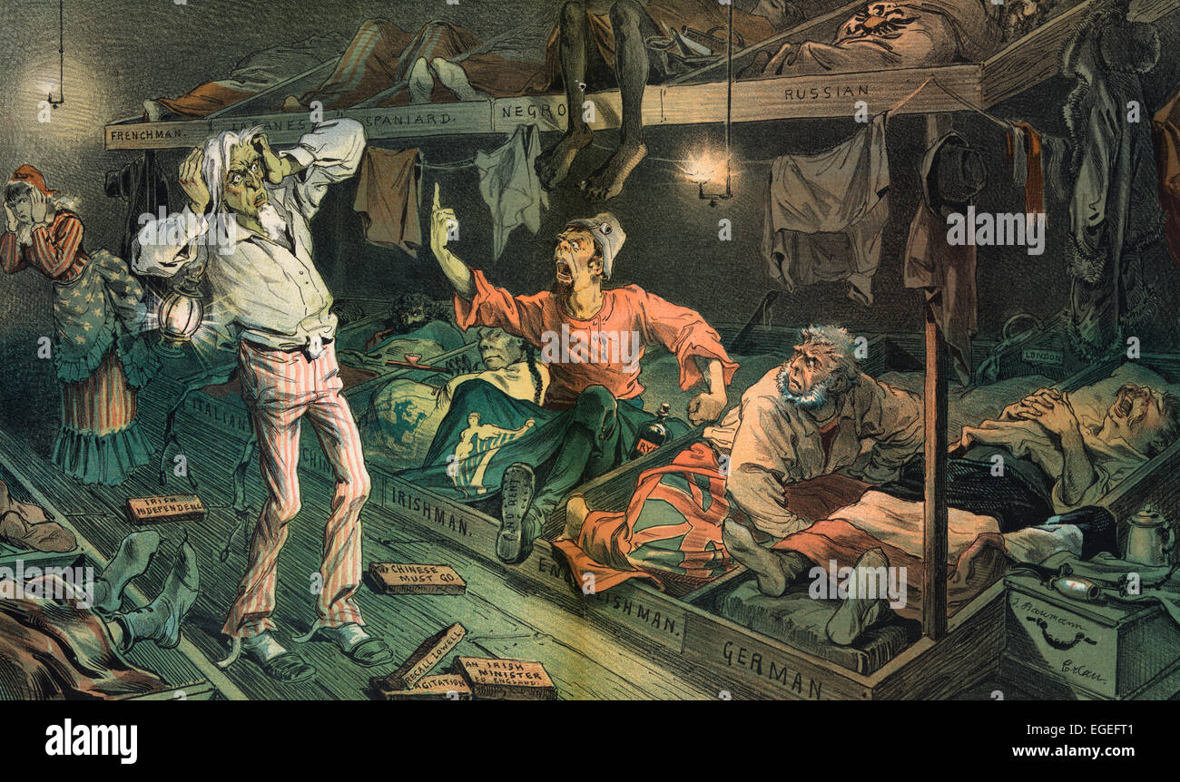 Uncle Sam's Lodging House - An Irishman confronting Uncle Sam in a ...