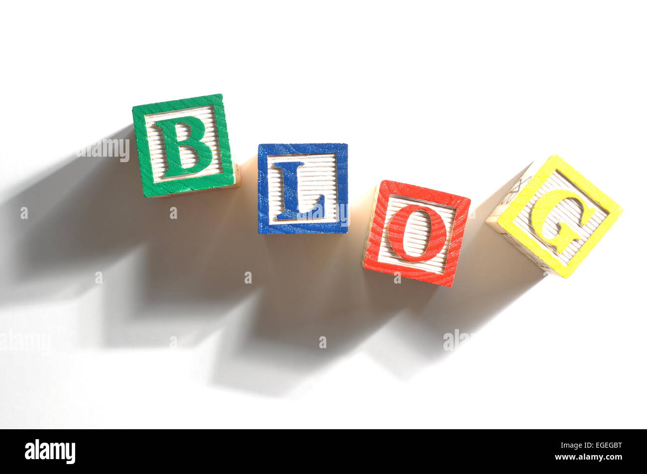 Alphabet Blocks spelling the words blog on white Stock Photo - Alamy