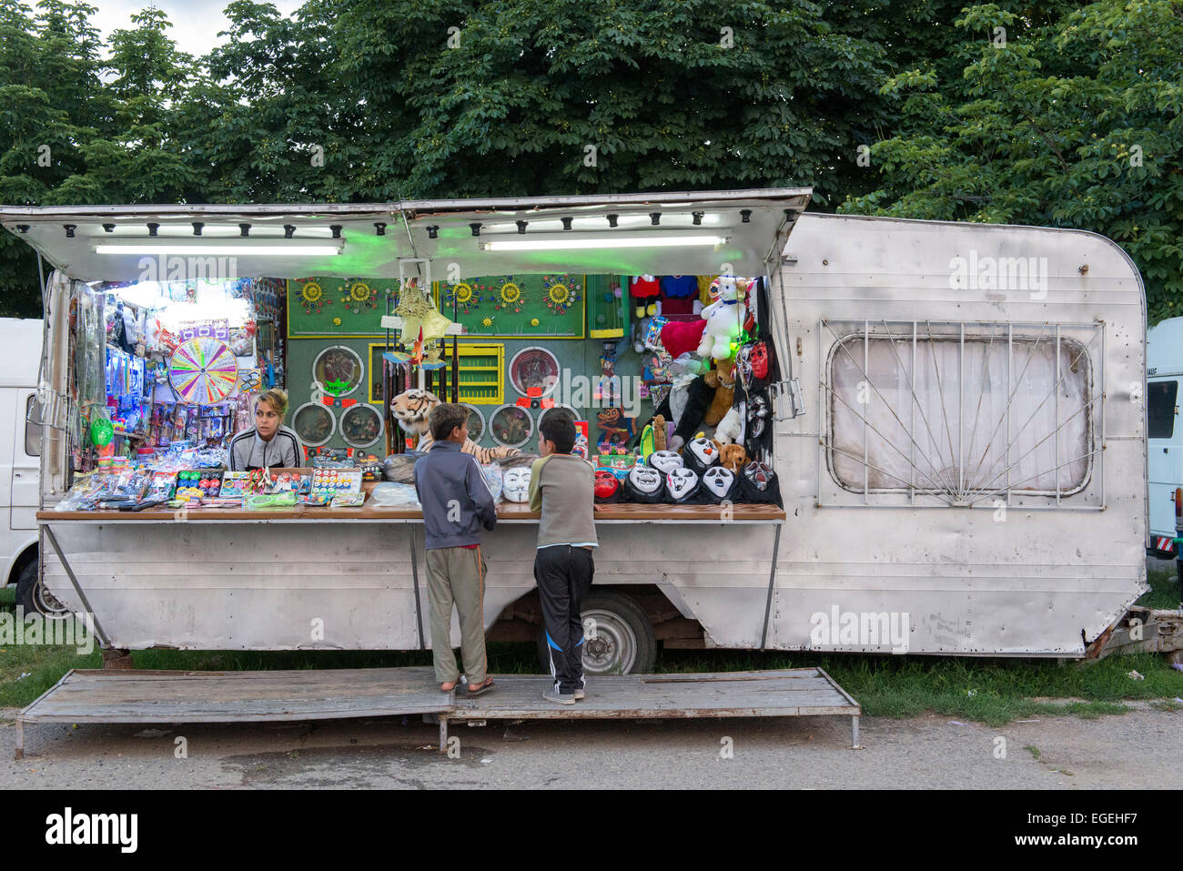 Children At Caravan, Fun Fair, Kazanlak Stock Photo - Alamy