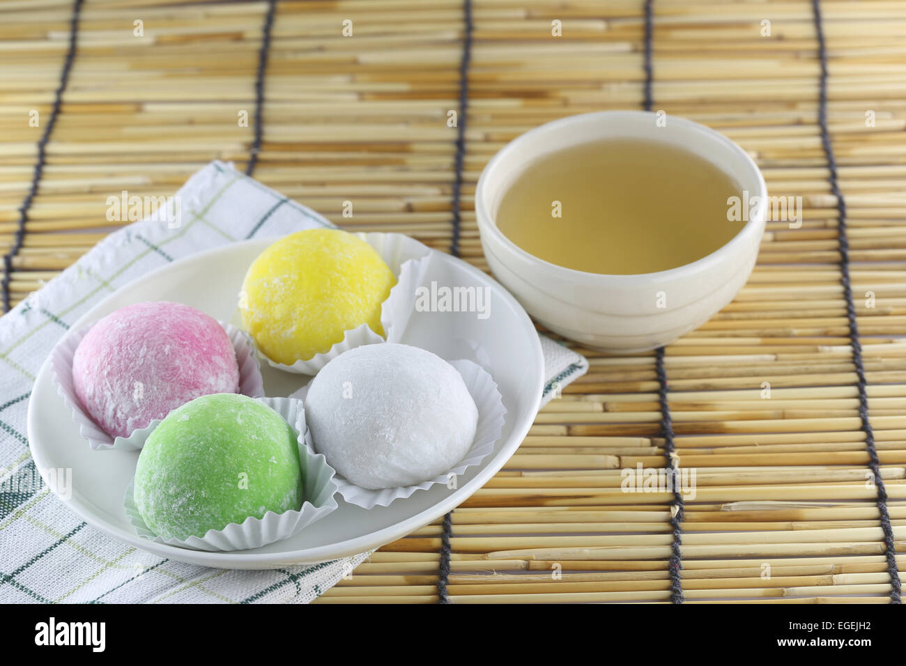 Daifuku of dessert Japanese and hot tea for foods background Stock ...