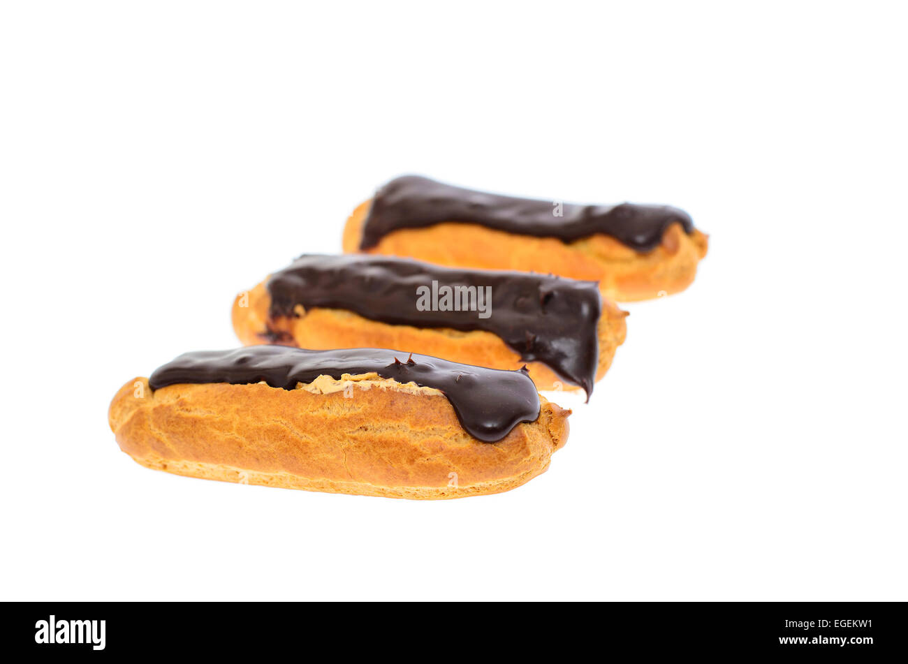 Sweet Eclair Isolated on White Background Stock Photo - Alamy