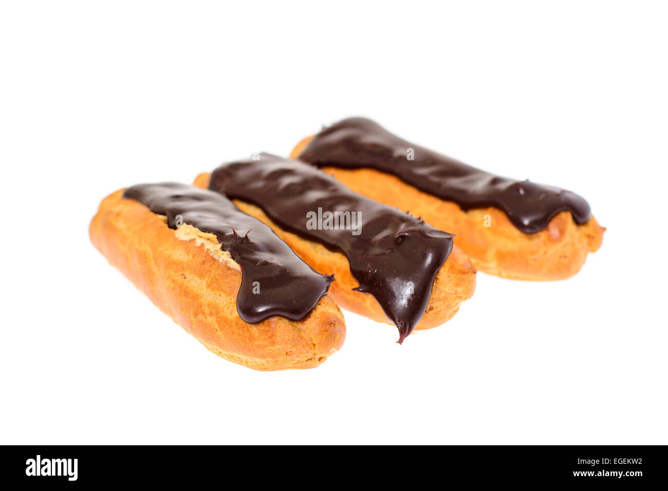 Sweet Eclair Isolated on White Background Stock Photo - Alamy