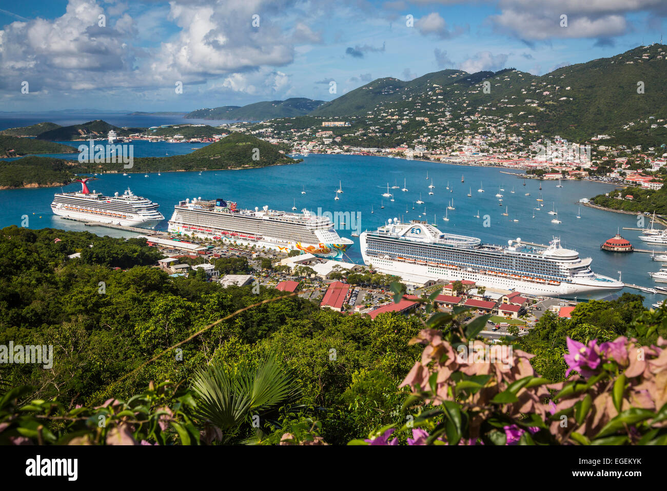 The Havensight cruise ship pier and dock from Paradise Point, Charlotte ...