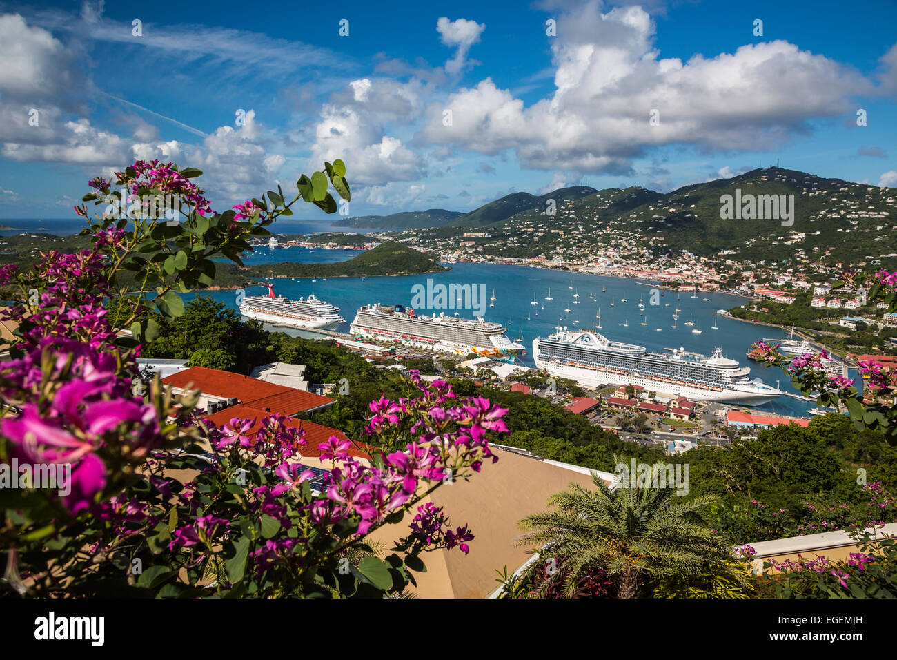 The Havensight cruise ship pier and dock from Paradise Point, Charlotte ...