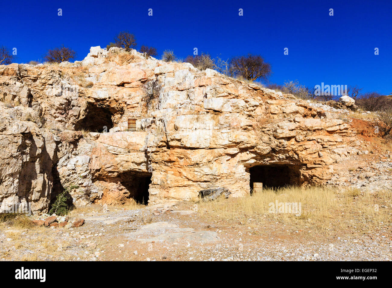Abandoned copper ore mine, Tsaobis farm, Namib Desert, Namibia Stock ...