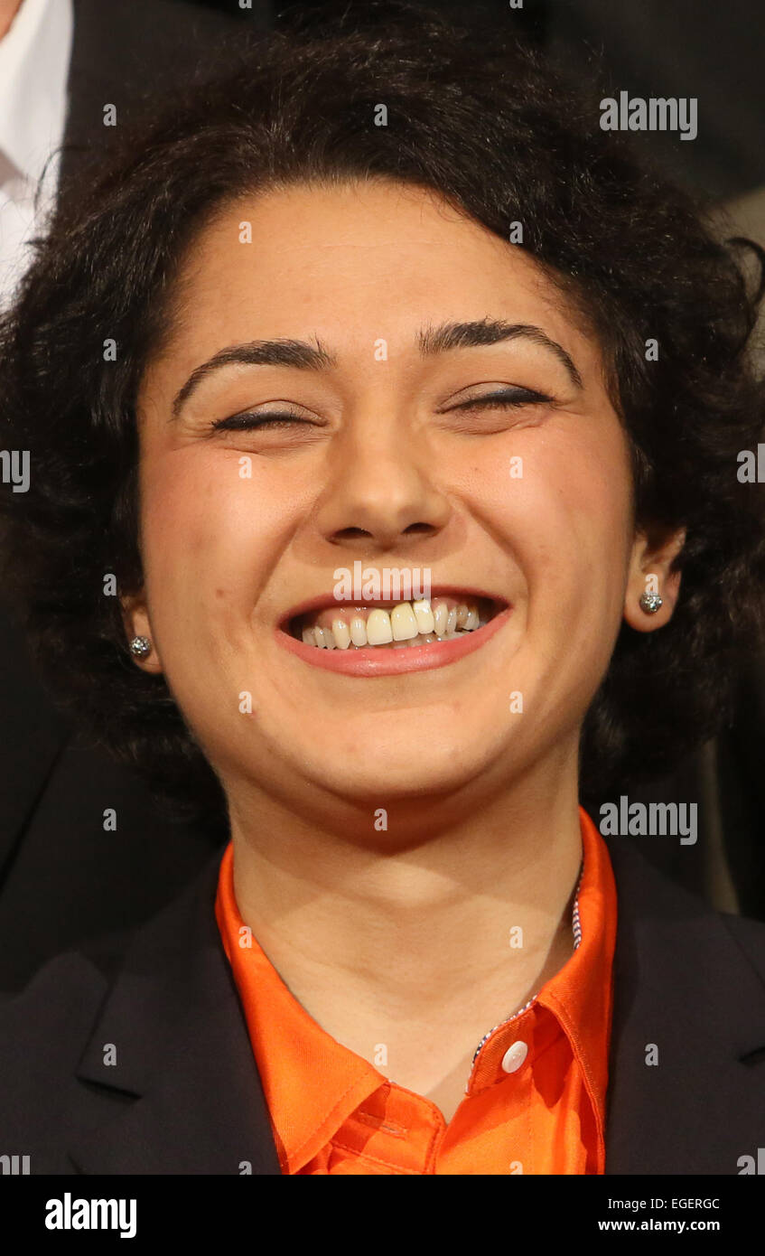 Berlin, Germany. 23rd Feb, 2015. Journalist Golineh Atai smiles after ...