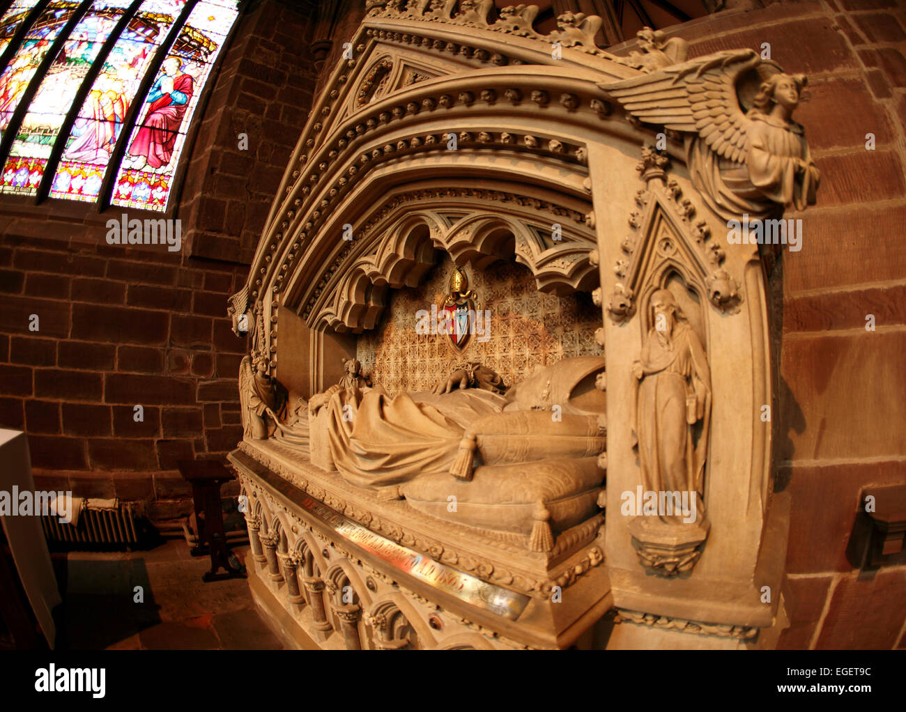 coffin of the Bishop of Chester in Chester Cathedral. Cheshire. UK ...
