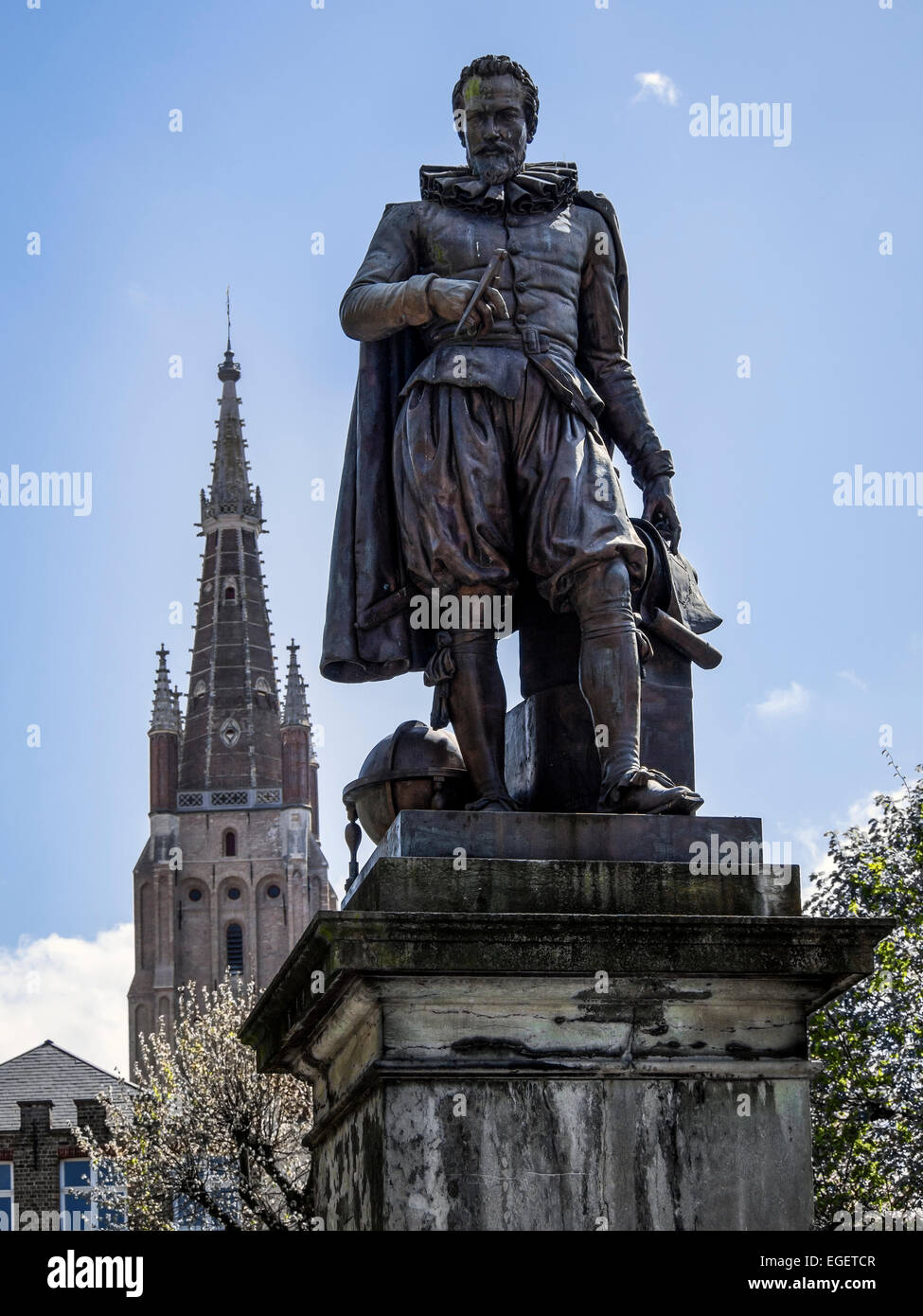 BRUGES, BELGIUM, UK - APRIL 13, 2014: Statue of mathematician, Simon ...