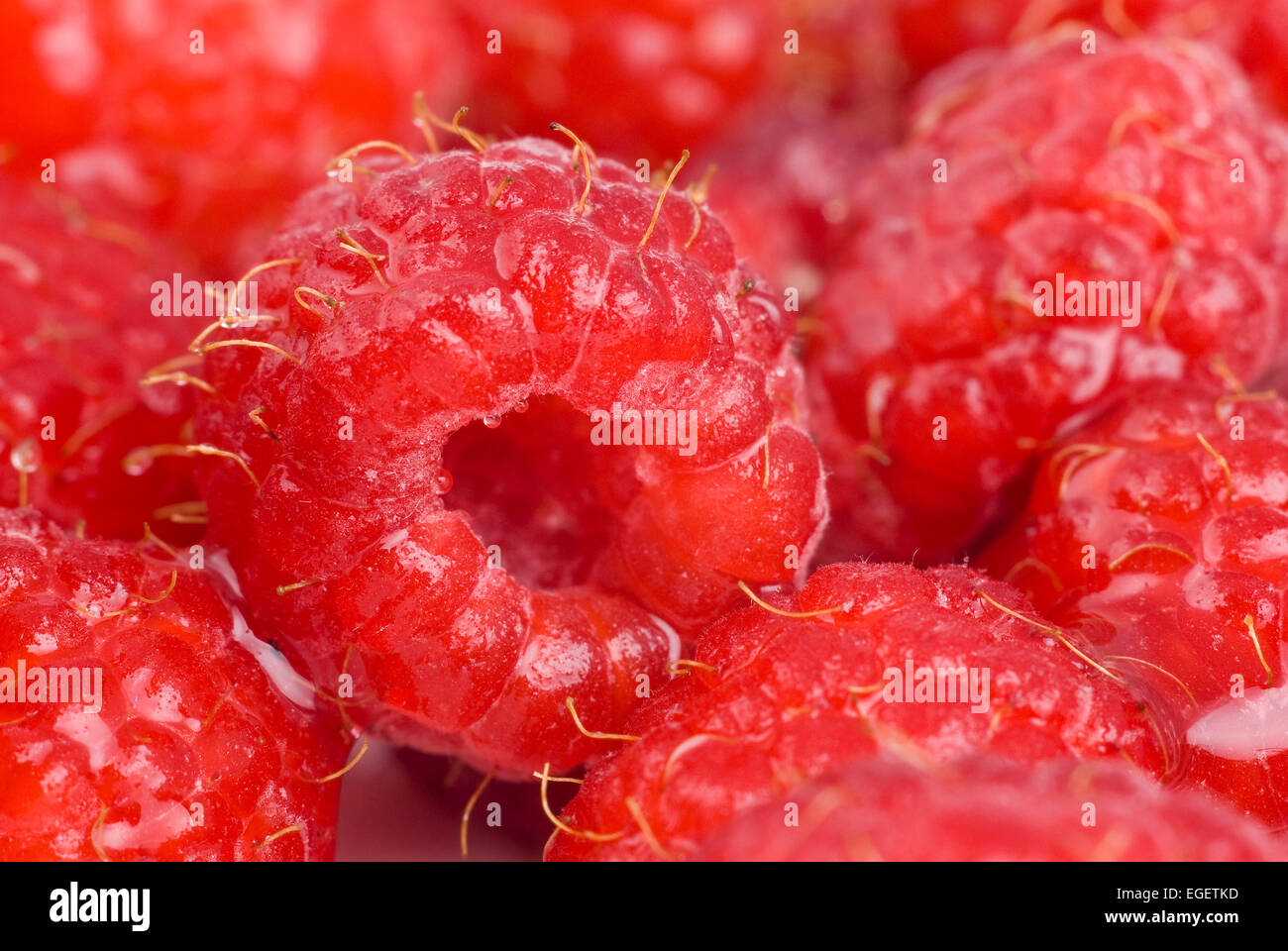 Fine red raspberries - close photos Stock Photo - Alamy