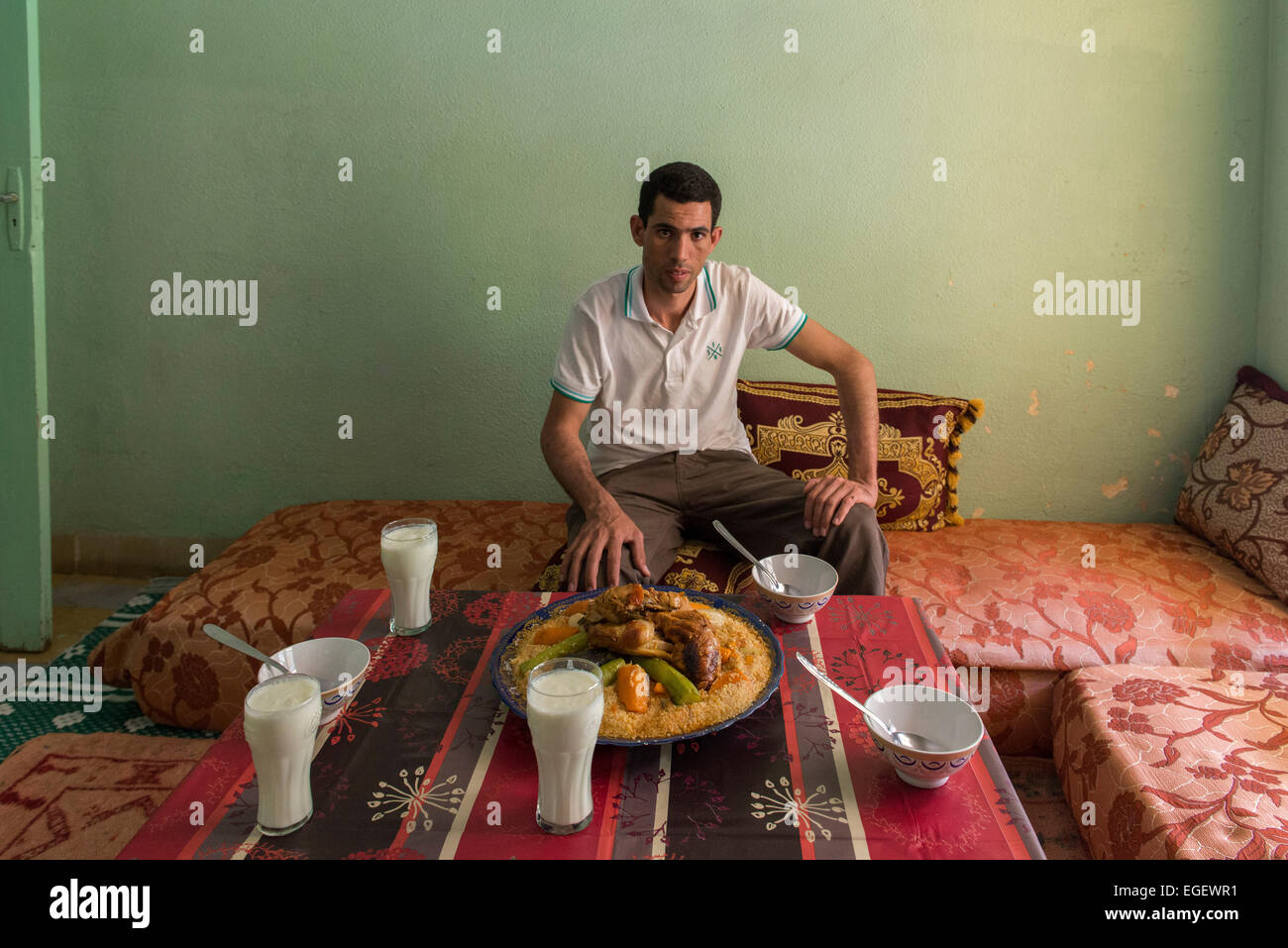 Man About To Eat Couscous In Berber House, High Atlas Stock Photo - Alamy