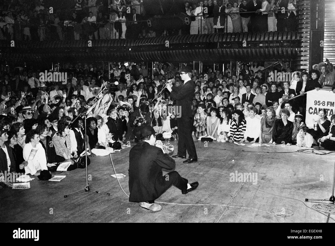 Jonathan Ross and John Sachs perform a Blues Brothers act in London ...