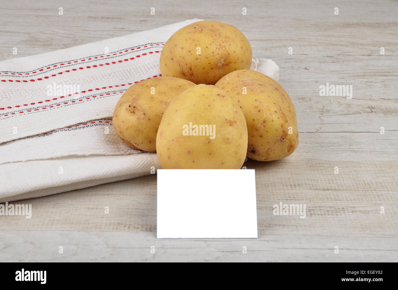 Potatoes and card Stock Photo - Alamy