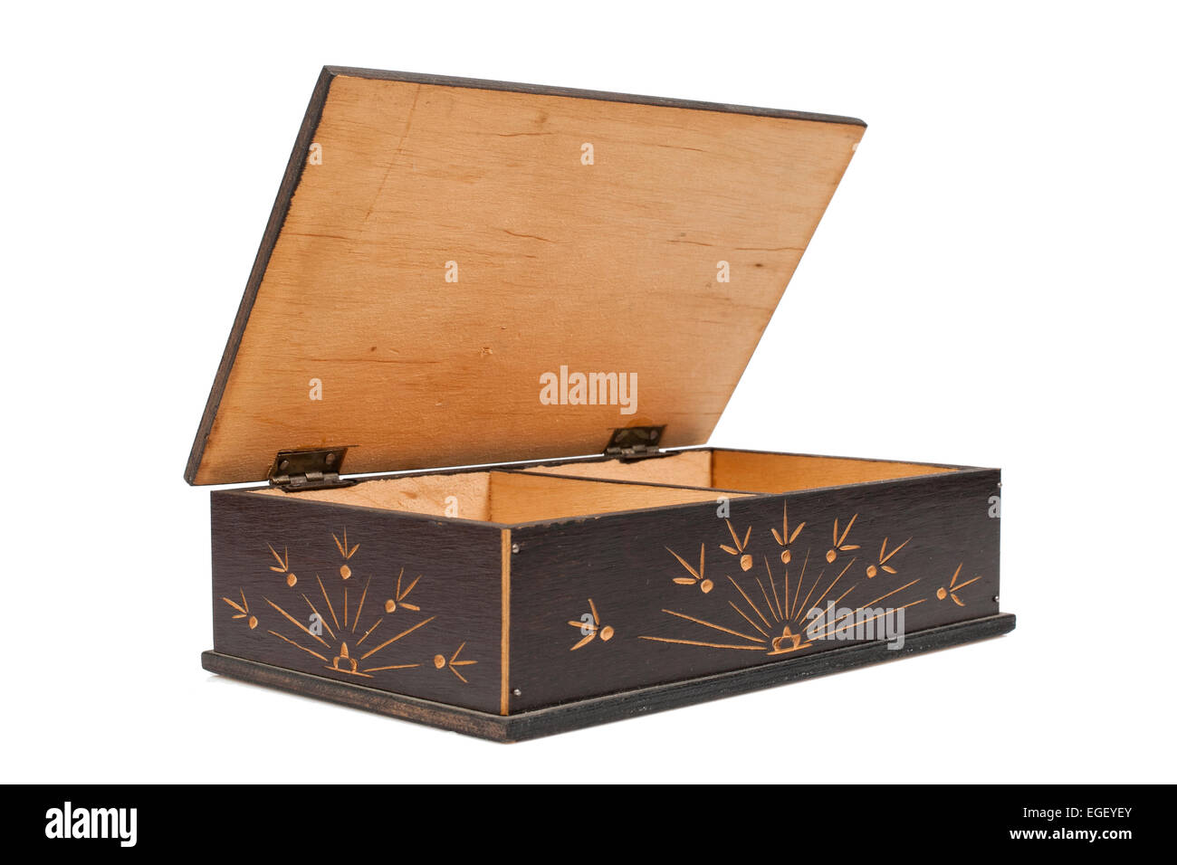 A small black carved wooden box isolated on white Stock Photo - Alamy