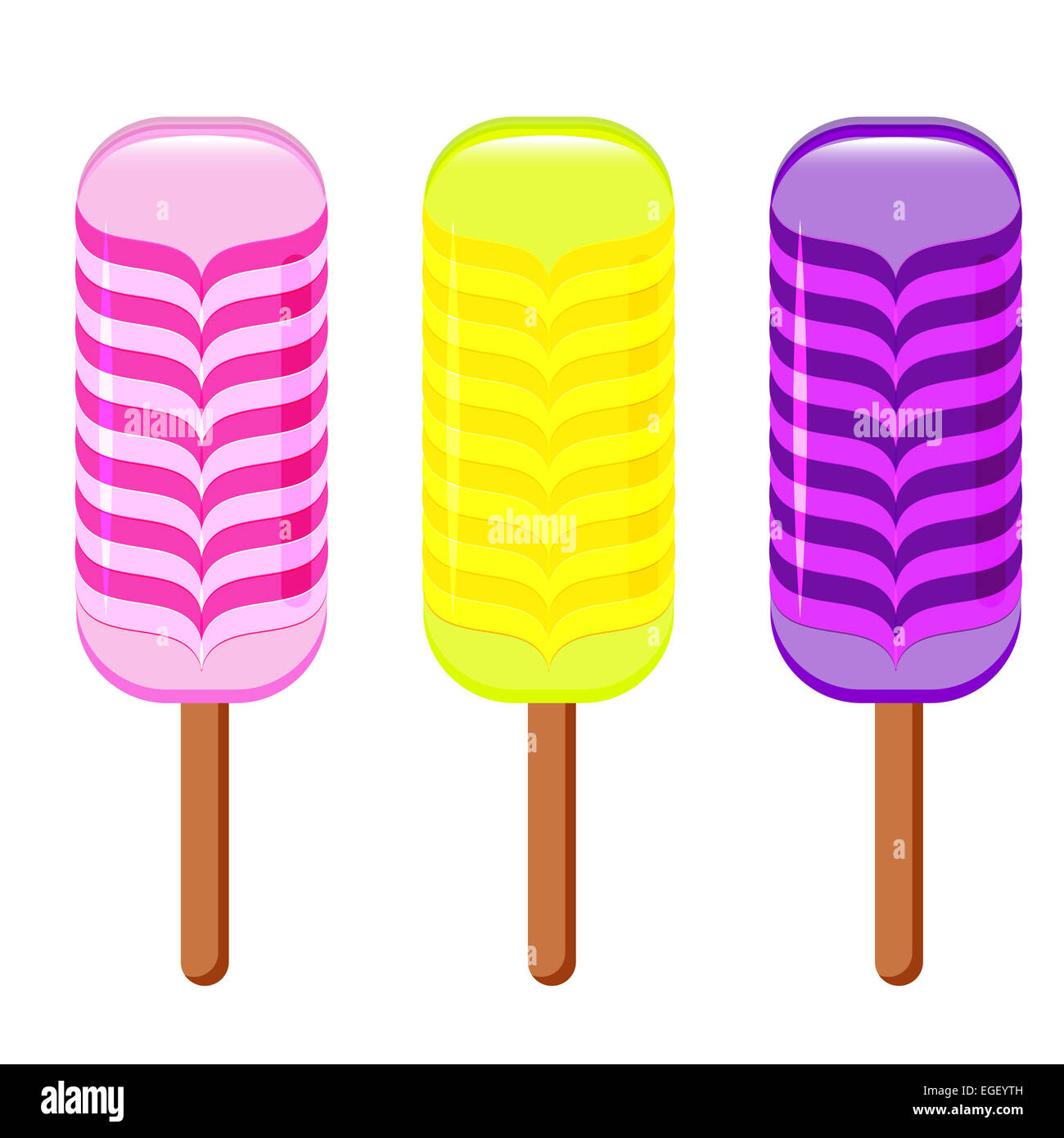 Set of juicy mouthwatering ice cream on a stick colors Stock Photo - Alamy