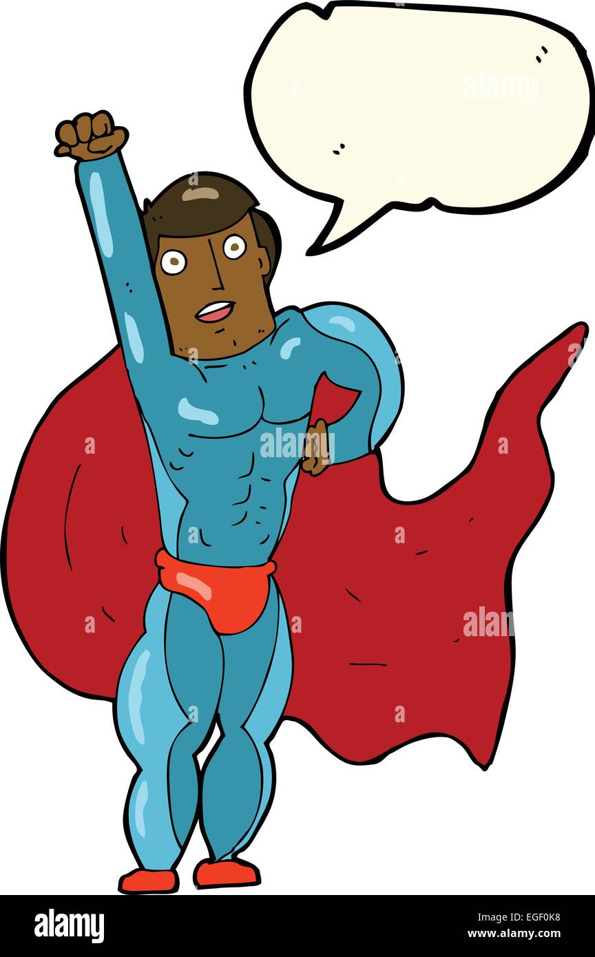 cartoon superhero with speech bubble Stock Vector Image & Art - Alamy