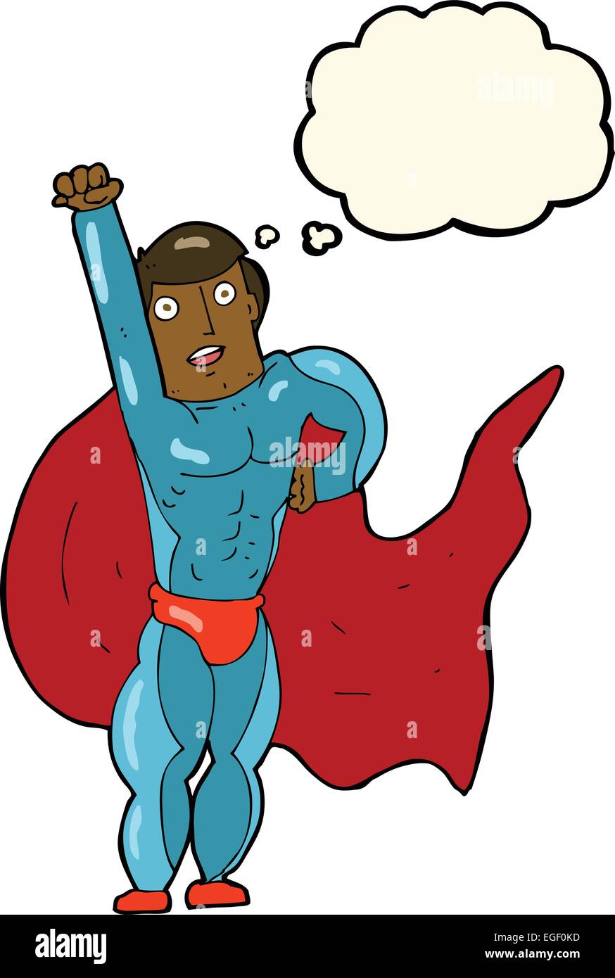 cartoon superhero with thought bubble Stock Vector Image & Art - Alamy