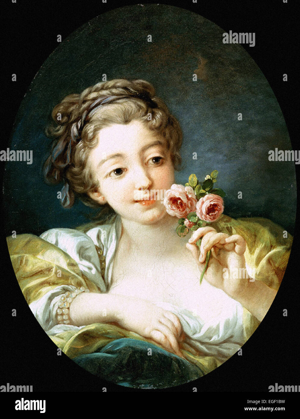 François Boucher Girl with Roses Stock Photo - Alamy