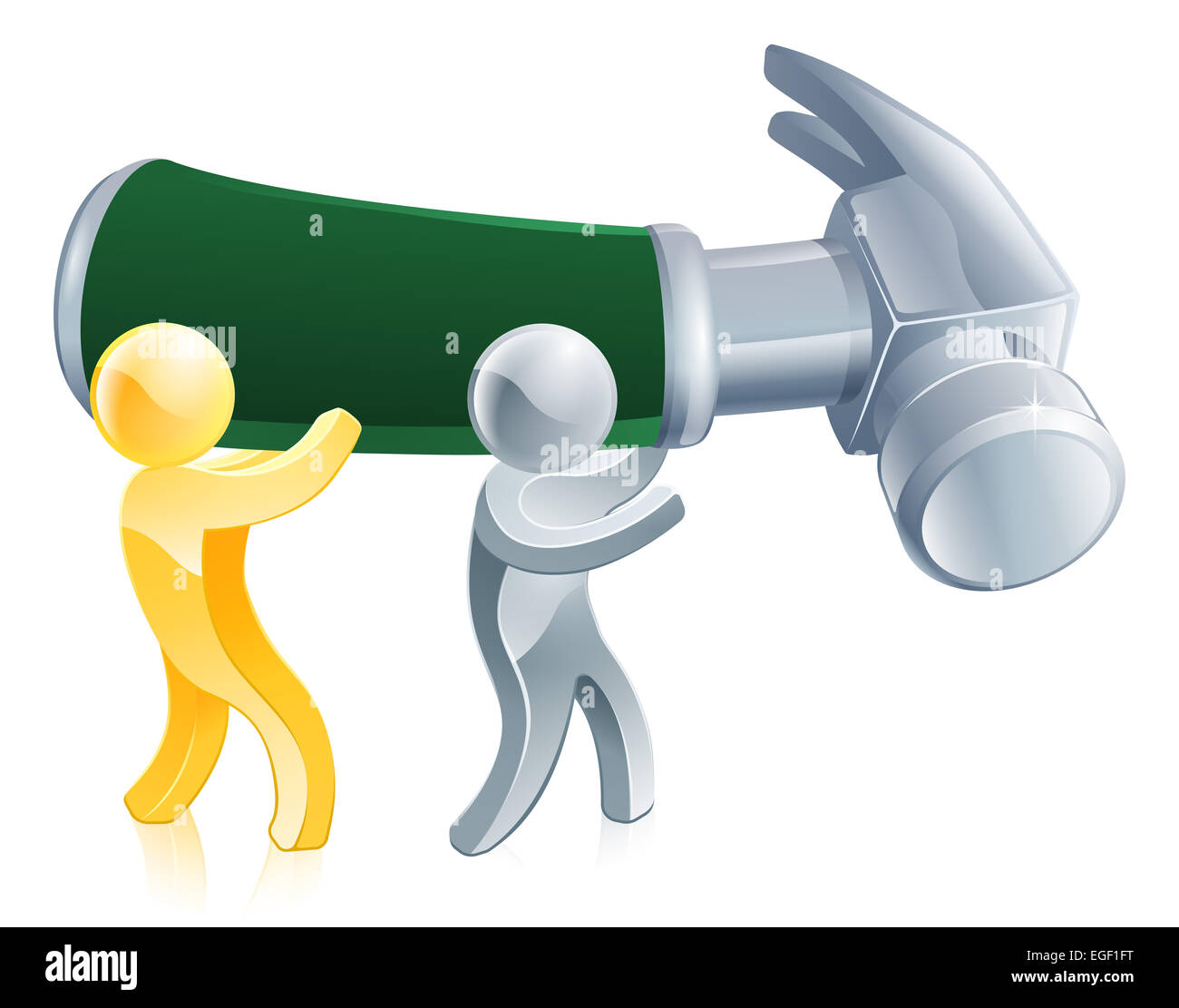 An illustration of two men with a giant hammer Stock Photo - Alamy