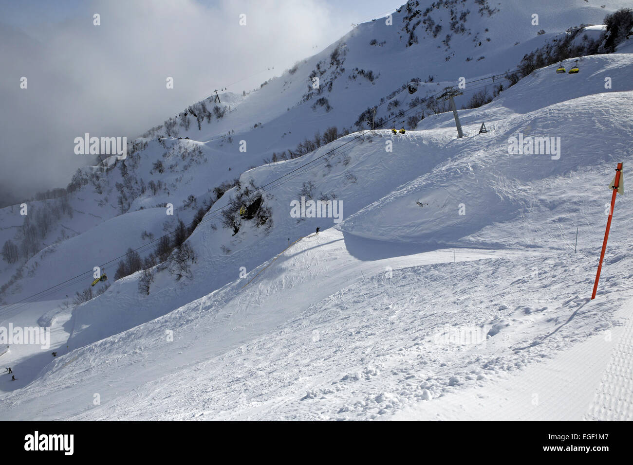 Mountain skitrack on the slope Stock Photo - Alamy