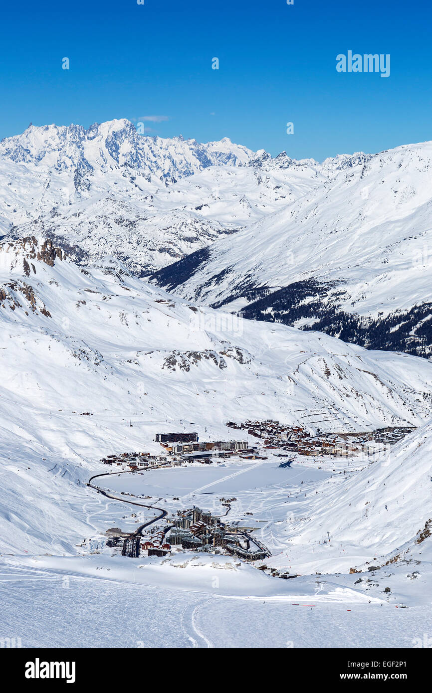 View of Tignes in winter, France Stock Photo - Alamy