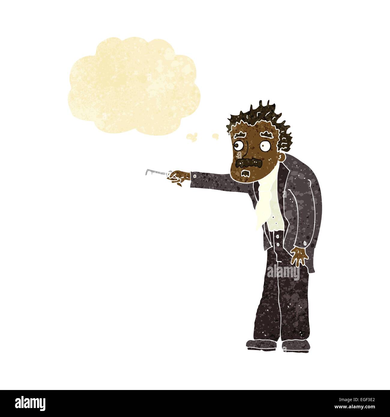 cartoon man trembling with key unlocking with thought bubble Stock ...