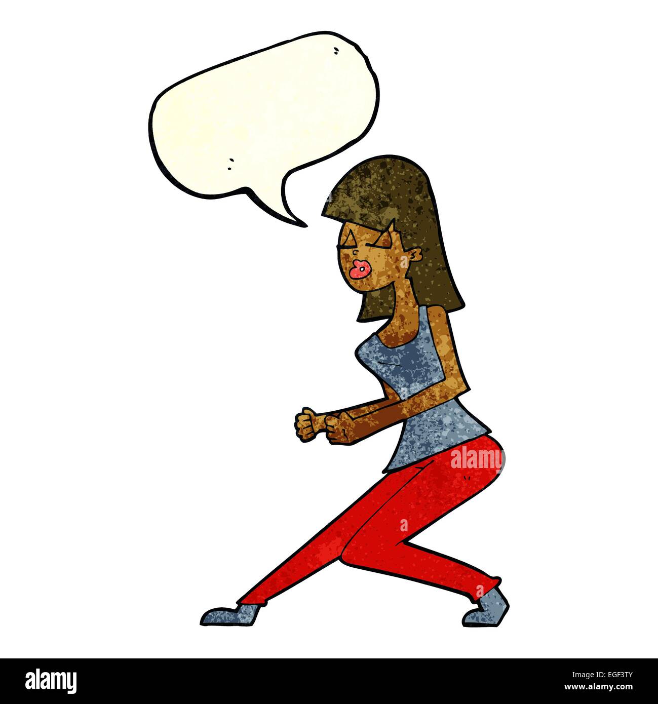 cartoon crazy dancing girl with speech bubble Stock Vector Image & Art ...