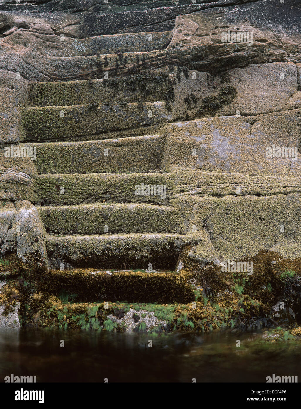 Steps hewn in rock at Corrie, Isle of Arran, Firth of Clyde, Scotland ...