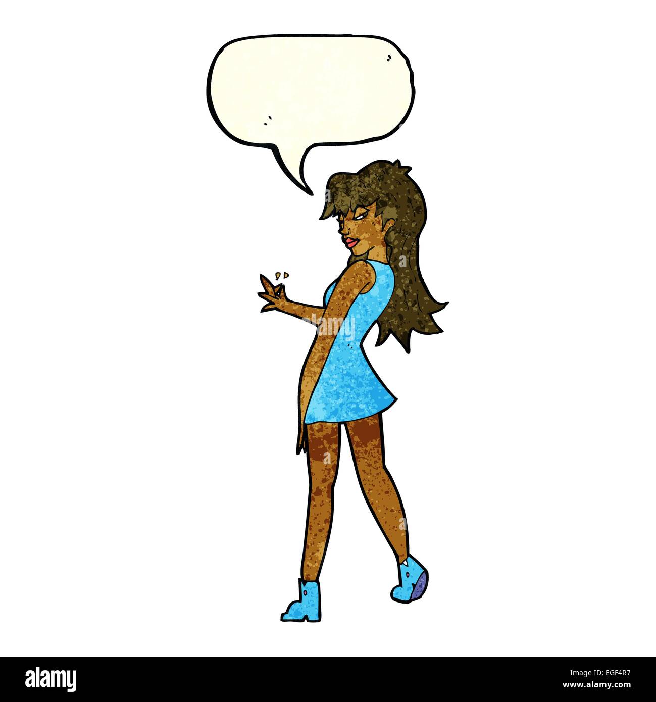 Cartoon Woman Posing In Dress With Speech Bubble Stock Vector Image