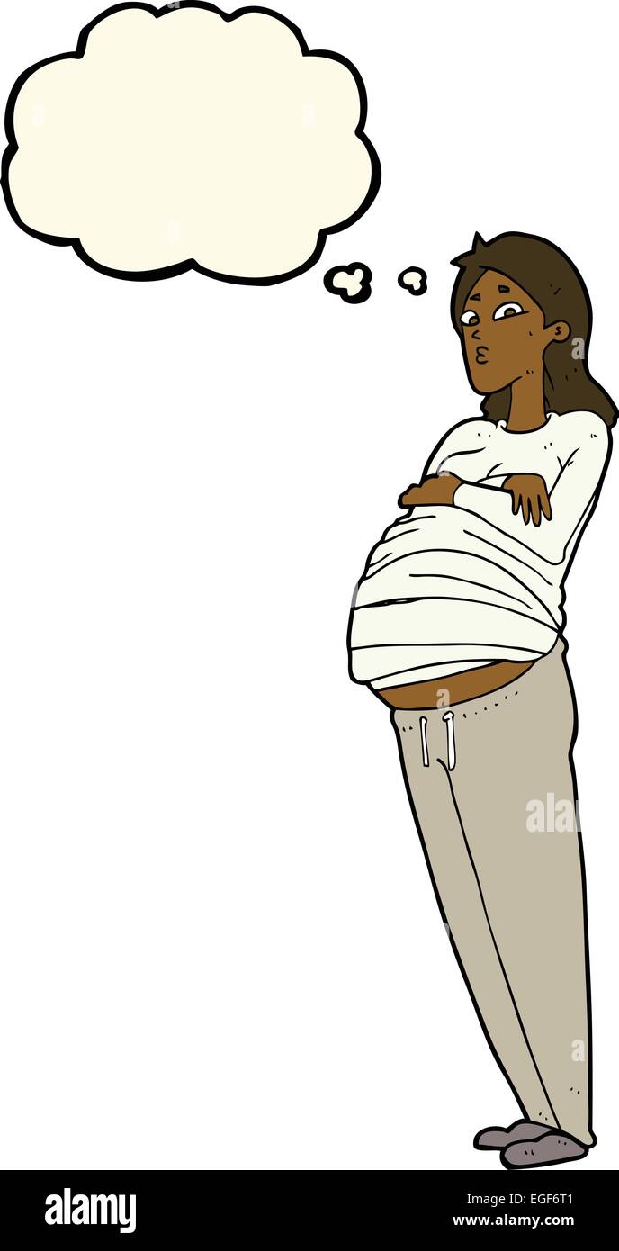 cartoon pregnant woman with thought bubble Stock Vector Image & Art - Alamy